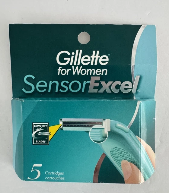NOS GILLETTE SENSOR Excel For Women 5 Razor Cartridges Refill Comfort ...