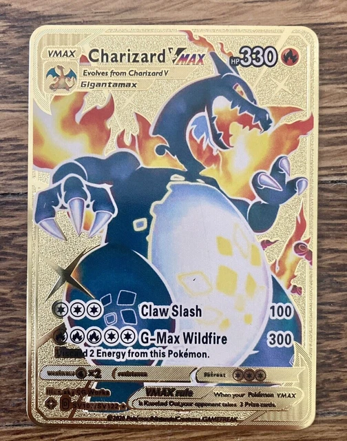 POKEMON BLUE CHARIZARD VMAX Gigantamax Gold Foil Pokemon Card SV107 ...