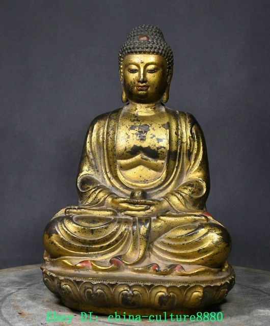 10 '' VIEUX bouddhisme tibétain cuivre doré Shakyamuni comme le Bouddha EUR 312,00 - PicClick FR