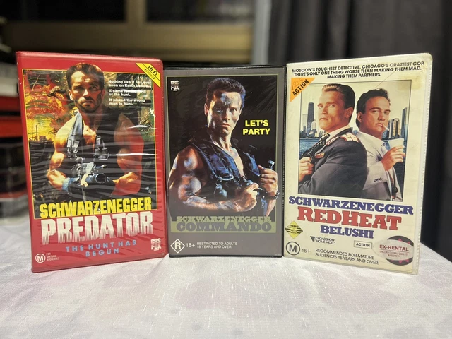 3X VHS TAPES - ARNOLD SCHWARZENEGGER PACK - PREDATOR, COMMANDO & RED ...