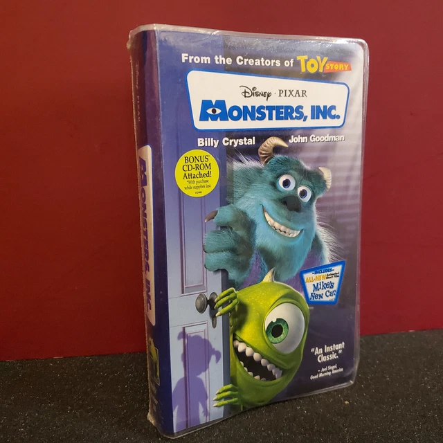 VHS DISNEY PIXAR Monsters, Inc - Clear clamshell, blue tape + CD ROM ...