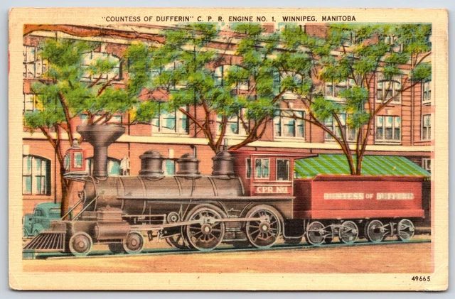 POSTCARD COUNTESS OF Dufferin CPR Engine No. 1 Winnipeg Manitoba Canada ...