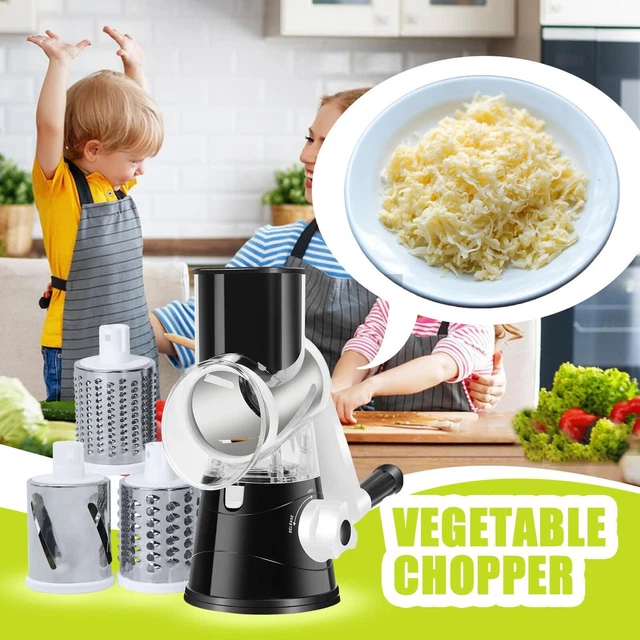 3-IN-1 ROTARY FOOD Slicer Chopper Cheese Grater Fruit Vegetable ...