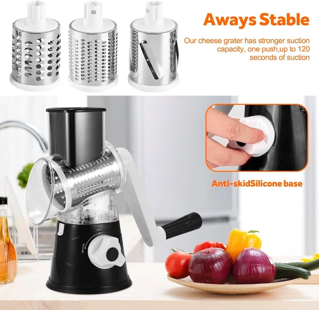 ROTARY GRATER, HANDHELD Cheese Vegetables Slicer Peeler Nuts Grinder ...