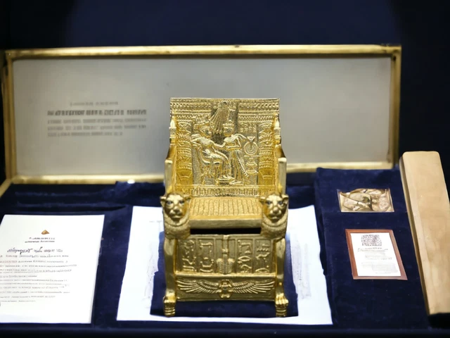 UNIQUE ANCIENT EGYPTIAN piece of King Tutankhamun's throne in a box ...