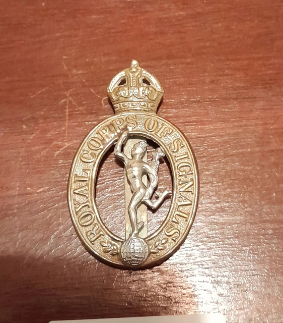 WW2 ERA ROYAL Signals Regiment Brass British Army Cap Hat Badge ...
