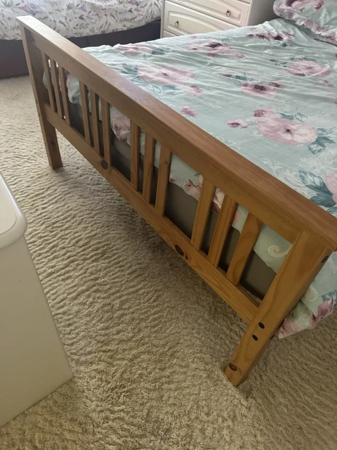 WOODEN DOUBLE BED Frame and Mattress Set £80.00 - PicClick UK