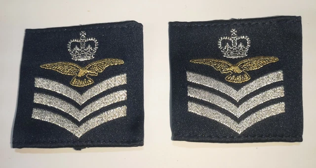 RAF ROYAL AIR Force Sergeant Slide On Rank Epaulette Badge Pair 5 x 5 ...