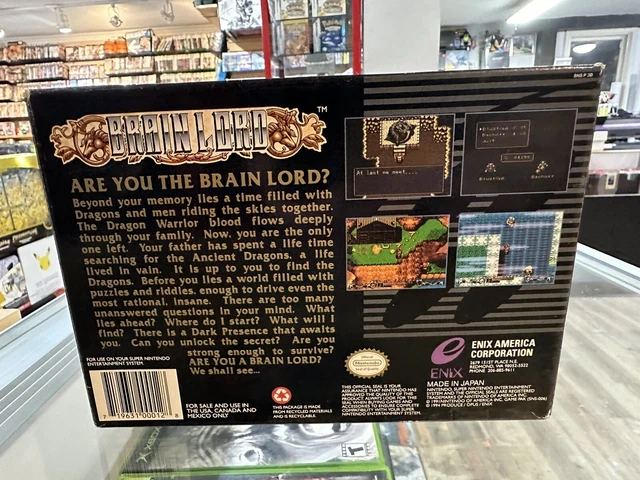 SNES BRAIN LORD Original Owner 1994 w/poster Tested CIB $329.99 ...