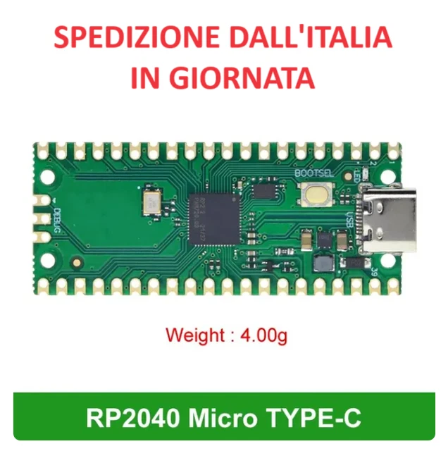 SCHEDA MICROCONTROLLORE RASPBERRY Pi Pico (Europa) RP2040 MicroPython ...