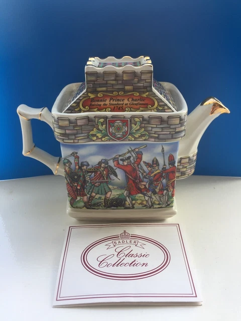SADLER TEAPOT BONNIE PRINCE CHARLIE raising standard glenfinnan BATTLE ...
