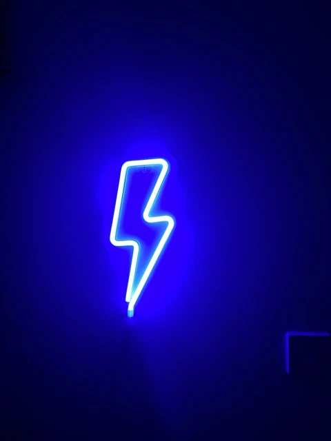NEON LIGHT UP Lightning Bolt In Blue LED Sign £16.13 - PicClick UK