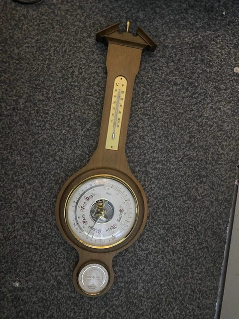 VINTAGE WEST GERMANY Barometer STOCK BURGER Weather Station Brass Ships ...