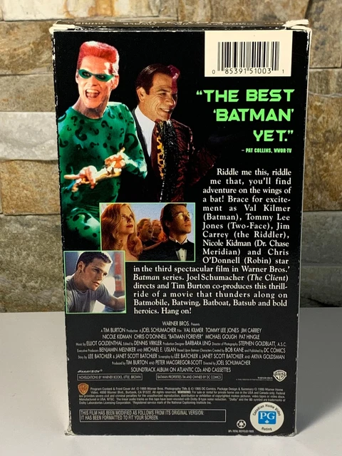 BATMAN FOREVER VHS Tape Warner Bros Movie Val Kilmer Jim Carrey PG-13 ...