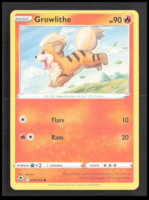 GROWLITHE 019/195 COMMON SWSH12: Silver Tempest Pokemon tcg Card CB-1-2 ...