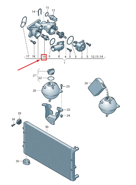 THERMOSTAT MOTEUR SKODA RAPID NH 03C121110AA NEUF ORIGINE EUR 77,70 - PicClick FR