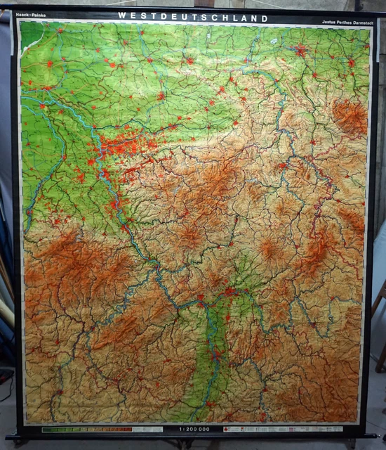 ROLLABLE MAP OF West Germany Wall Chart Poster Print EUR 145,23 ...