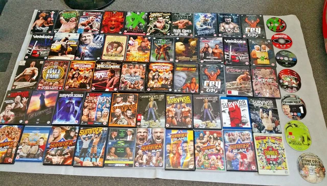 WWE WRESTLING DVDS wwf aew book magazine annual 50 greatest sticker ...