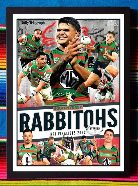 FRAMED 2022 SOUTH SYDNEY RABBITOHS NRL Poster LATRELL MITCHELL - 45cm x ...
