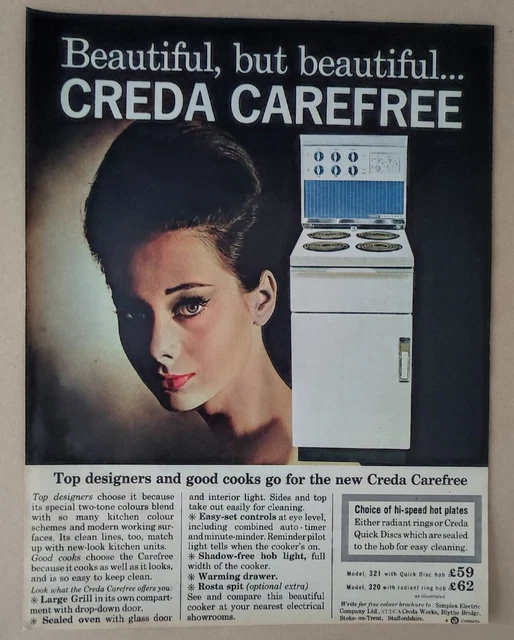 CREDA CAREFREE COOKER Original UK Press Advert 1963 £4.99 - PicClick UK