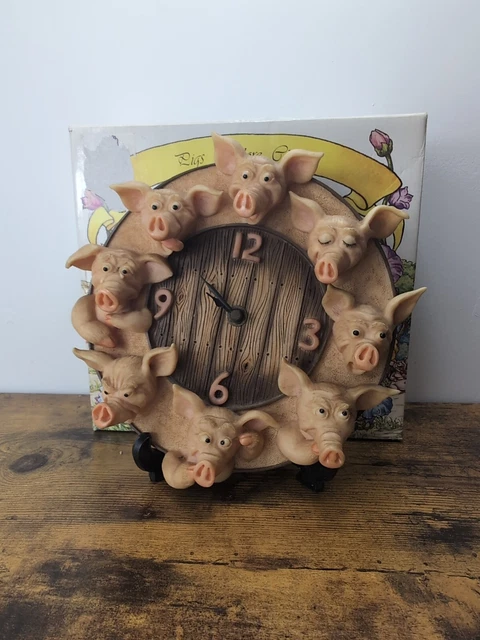 VINTAGE THE LEONARDO Collection Pigs Galore Wall Figure Clock ...