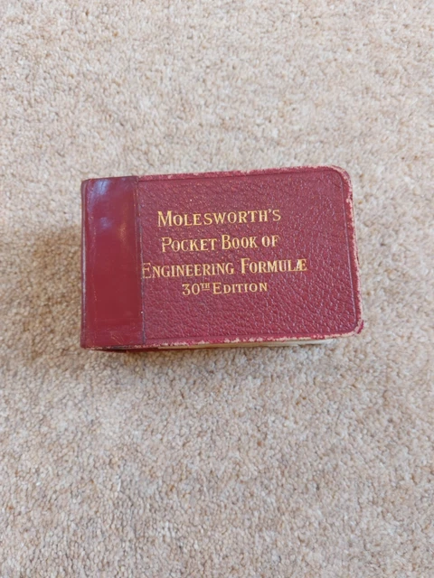 MOLESWORTHS POCKET BOOK ENGINEERING FORMULAE 30th Edition & Hursts ...