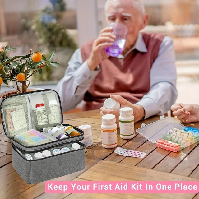 MEDICAL FIRST AID Box Storage Case Double Layer for Hiking Camping $41. ...