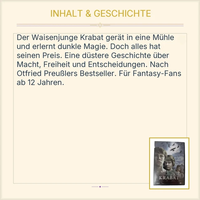 KRABAT DVD FANTASY Film David Kross Daniel Brühl Otfried Preußler ab 12 ...