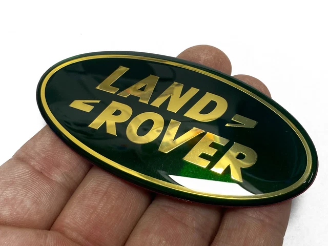 LAND ROVER BADGE 86mm x 43mm Green and Gold - Pattern Part £7.99 ...