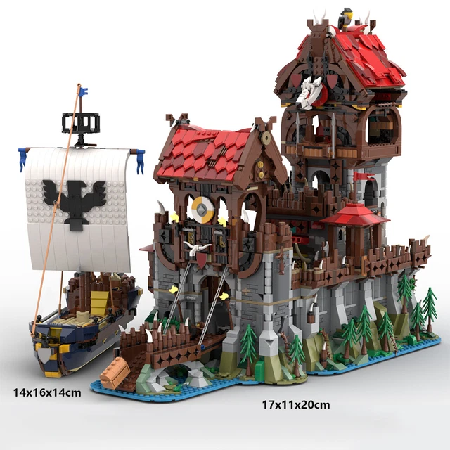 Tower Medieval Ship Boat Building Blocks Set Castle Moc Bricks Toys For