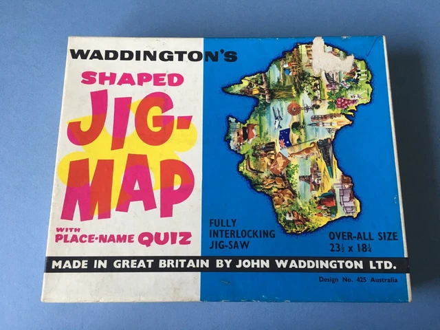 JIG-MAP - AUSTRALIA 1960's Waddingtons Jigsaw Puzzle, Missing 1 tab £8. ...