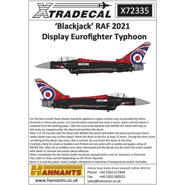 1:72 'BLACKJACK' RAF 2021 Display Eurofighter Typhoon Decals X72335 ...