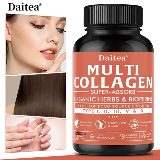 MULTI COLLAGEN 2000MG -Type I,II,III,V,X Anti-Aging 30/60/120 Caps £7. ...
