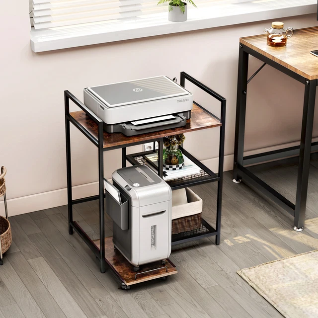 OFFICE PRINTER STAND with Charging Ports + Slide Shredder Stand Storage ...