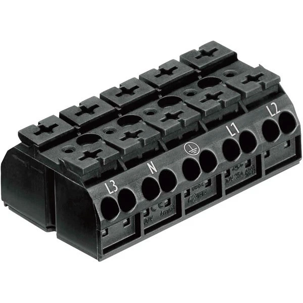 WAGO 862-1505 CHÂSSIS Montage Terminal Bloc M3 PE-N-L1-L2-L3 Noir EUR ...