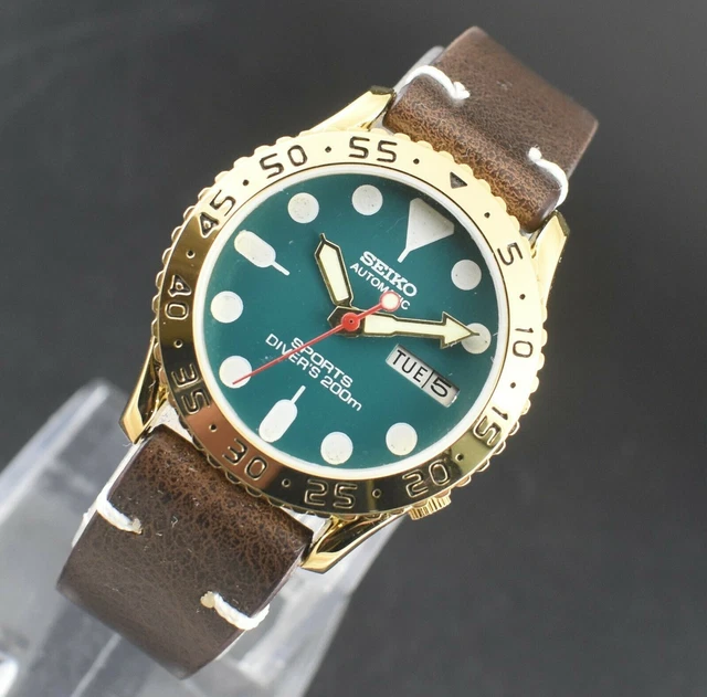 VINTAGE SEIKO 5 Automatic Green Dial Cal.6309 Day Date Men's Wrist watch SA066 EUR 40,48 ...