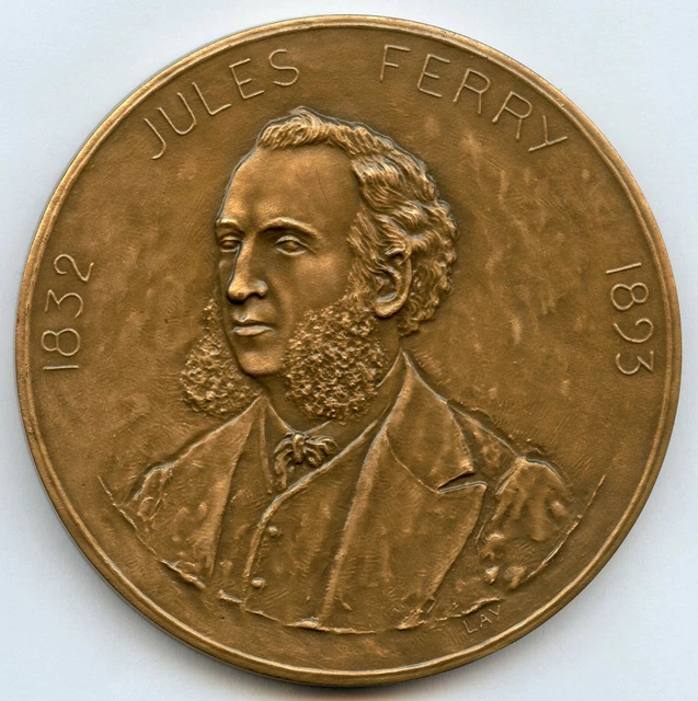 FRANCE JULES FERRY Promoter Colonial Expansion Bronze Art Medal by Lay ...