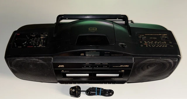 JVC RC-X610 RADIO CD Cassette Portable Stereo Boombox Black READ ...