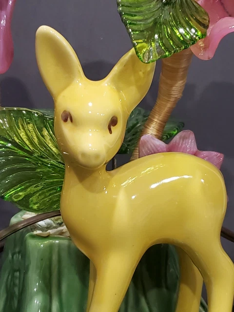 VTG 1950S RICHARD Singer & Sons Ceramic / Glass Bambi Deer Floral Lamp ...
