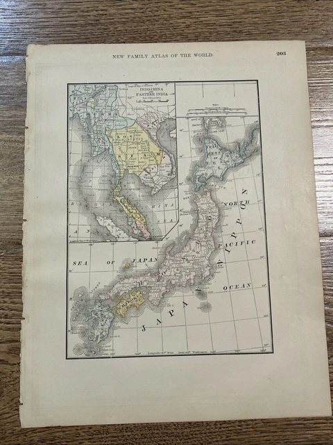 ANTIQUE RAND MCNALLY 1888 Map Of Japan / Nippon 14”x11” £17.35 - PicClick UK