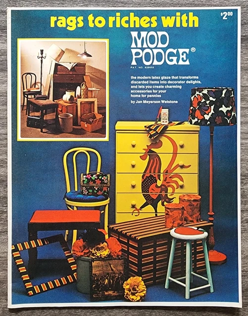 VINTAGE RAGS TO Riches 1969 Mod Podge Idea Instruction Booklet Magazine ...