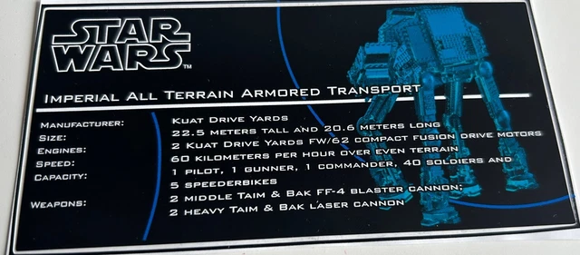 LEGO STAR WARS UCS Style Sticker for 75054 AT-AT All Terrain Armored ...