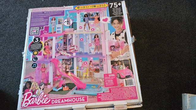 BARBIE DREAMHOUSE 3-STOREY Dollhouse 8 Rooms Furnished 360° Play 110cm ...