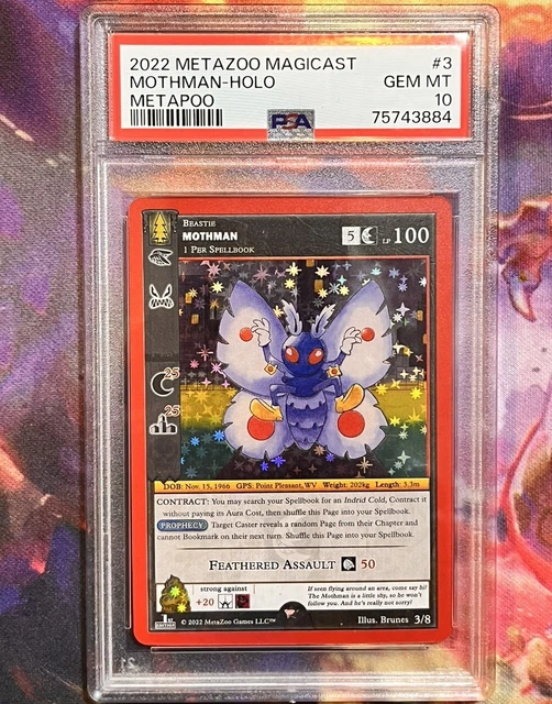 2022 METAZOO METAPOO Magicast Mothman Full Holo PSA 10 #3/8 EUR 193,52 ...