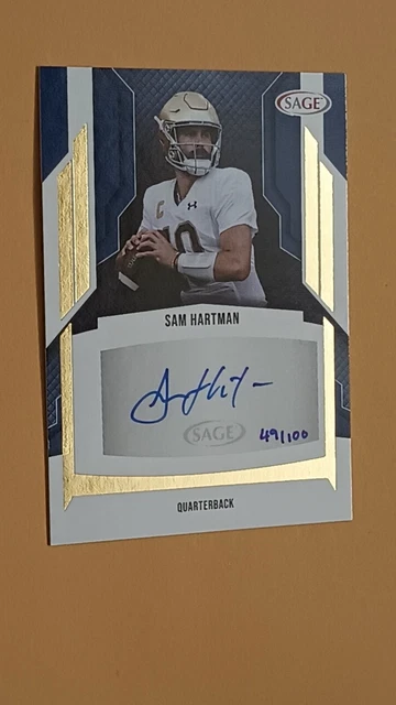 2024-SAGE LOW SERIES-SAM Hartman Rookie Auto Oro/100-Notre Dame EUR 46 ...