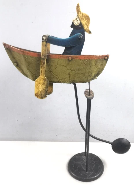 RAMEUR METAL PENDULE ancienne BALANCIER Pecheur Barque a Bascule ...