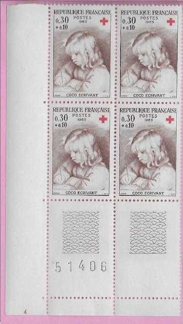 1965 CROIX ROUGE bloc de 4 coin numéroté N° 1467 NEUF ** EUR 1,50 - PicClick FR