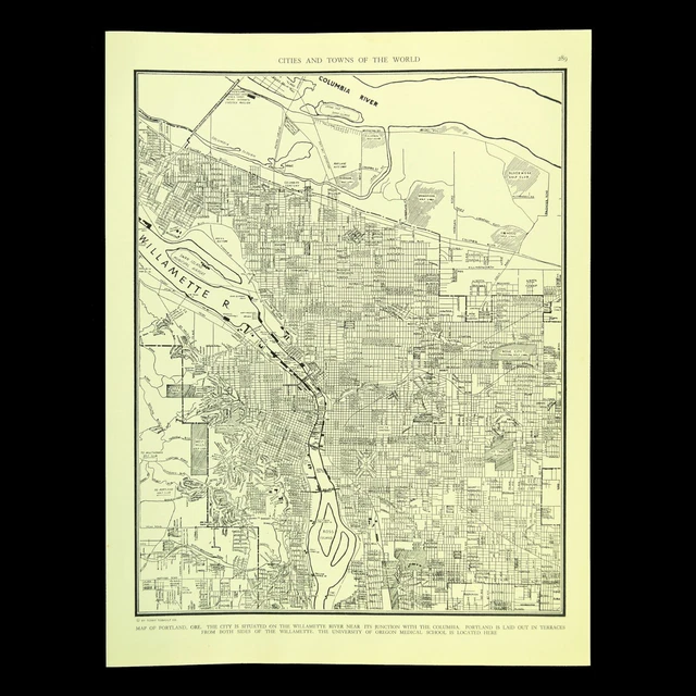 1930S VINTAGE PORTLAND City Map Antique Map of Portland Oregon Wall Art ...