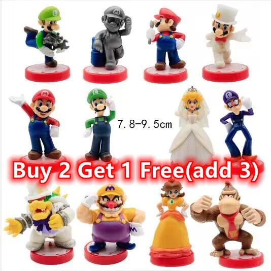 SUPER MARIO BROS Mario Luigi Wario Donkey Kong PVC Action Figures Toys ...