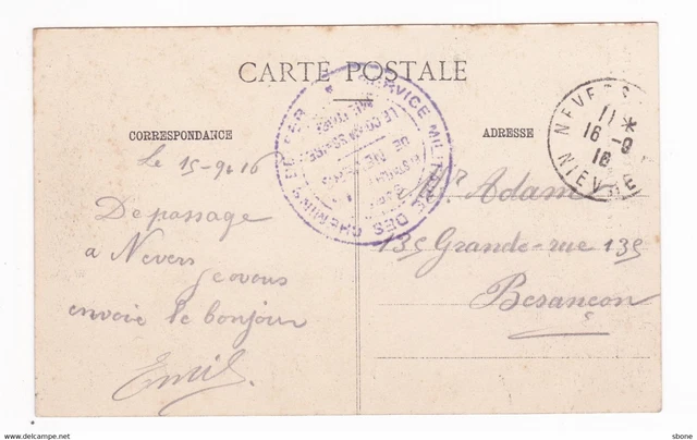 CACHET - GARE de Nevers- Le commissaire militaire sur carte Nevers Tour ...